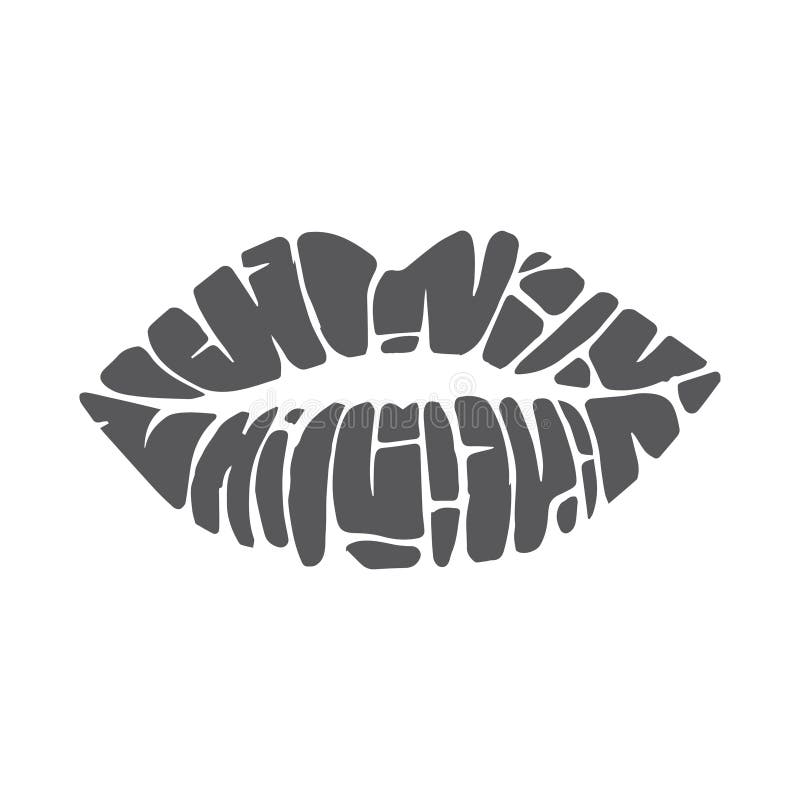 Icons of Female Lips Print. Vector Illustration Stock Illustration ...