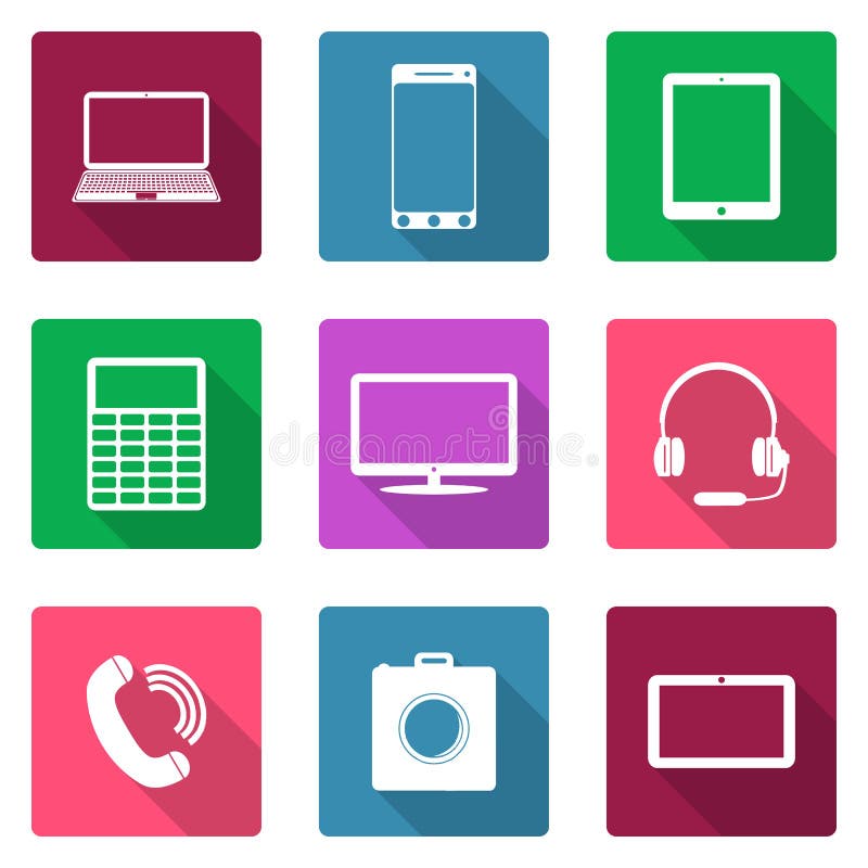 Icons Flat Design. Electronic Devices Stock Illustration - Illustration ...