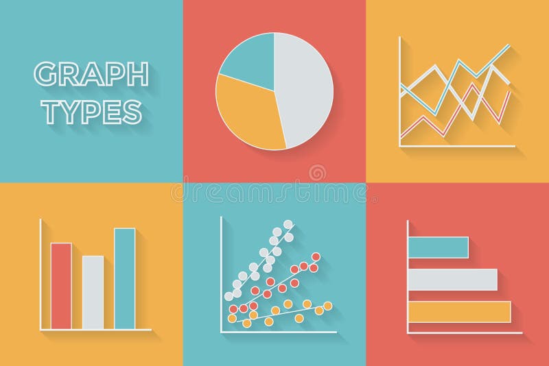 Icons in Flat Style. Graph Types - Set of Stock Vector - Illustration ...