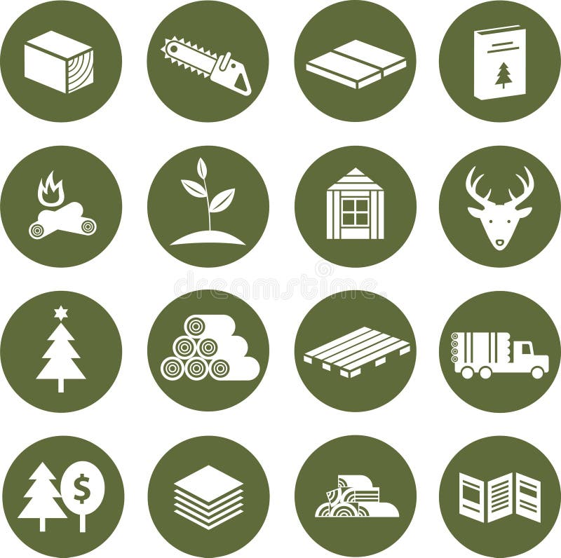Icons forestry stock vector. Illustration of transportation - 126077440