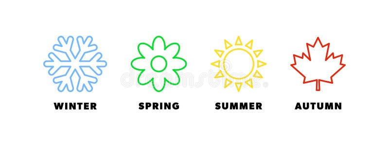 Icons of the Four Seasons. Season Icons Stock Illustration ...