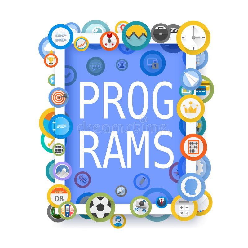 Icons Frame Programs Collage. Cover Design Art. Vector Illustration ...