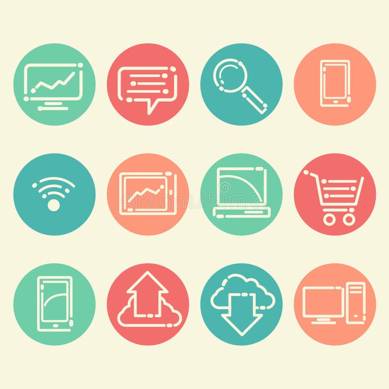 12 Icons in a Fresh, New Style Stock Vector - Illustration of promotion ...