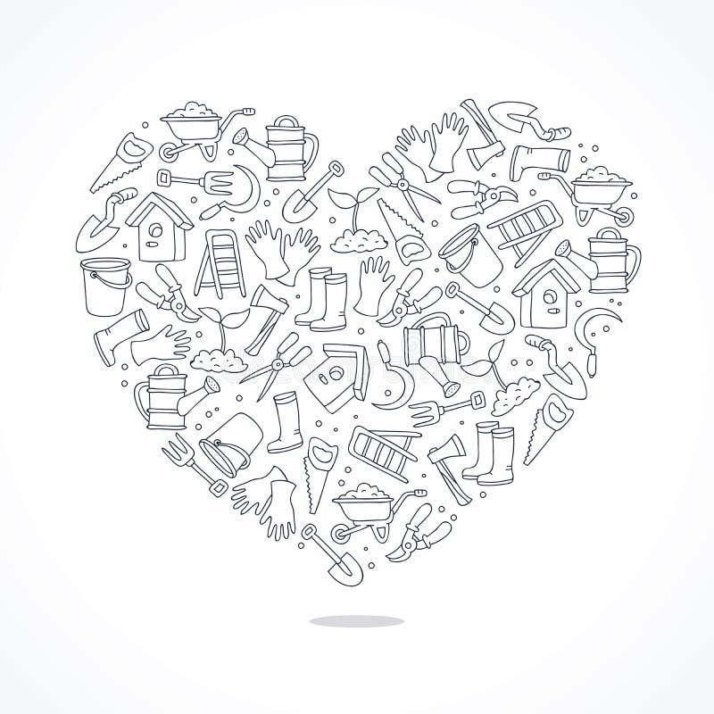 Icons of Garden Tools in the Form of a Large Heart Stock Vector ...