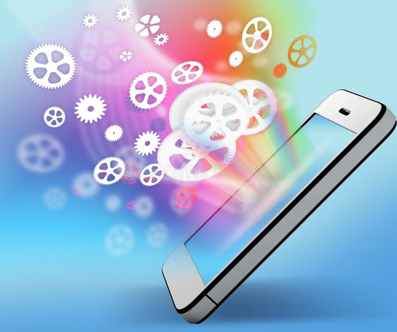 Phone Glow Screen Flying Icons Stock Illustrations – 5 Phone Glow ...