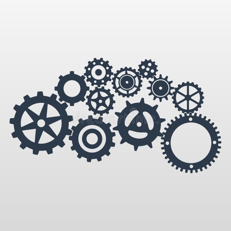 Icons Gear Interacting with Each Other. Stock Vector - Illustration of ...