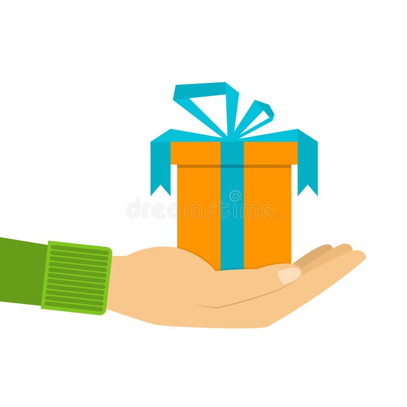 Icons Gift Box in the Palm, a Gift in Hand Stock Vector - Illustration ...