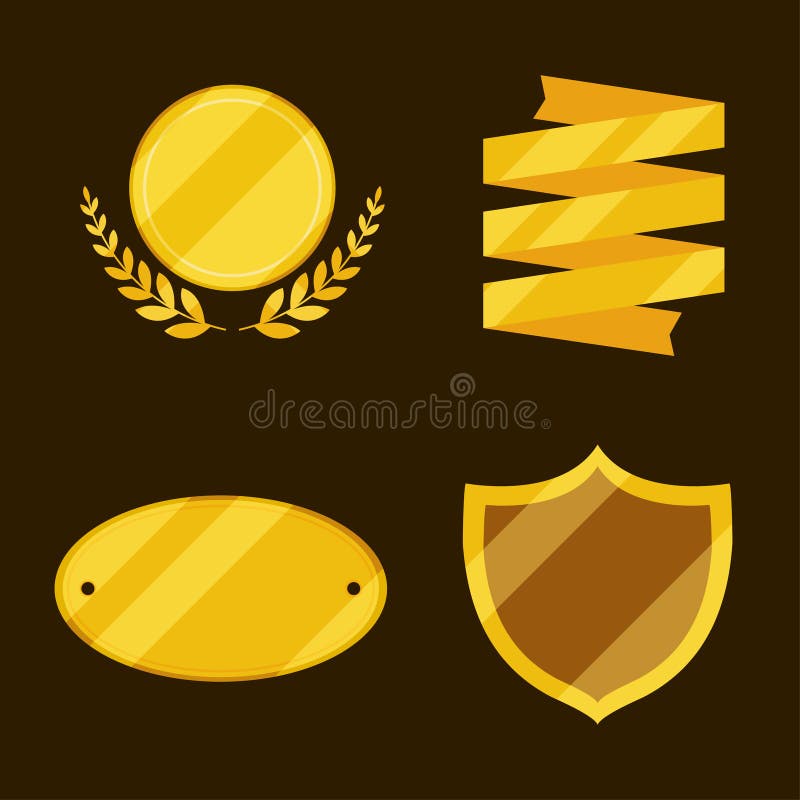 Icons gold labels stock vector. Illustration of emblem - 253745529
