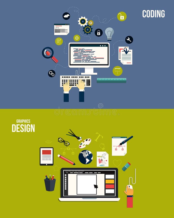 Programming Coding Flat Concept Stock Vector Illustration Of Algorithm Coding 54998068