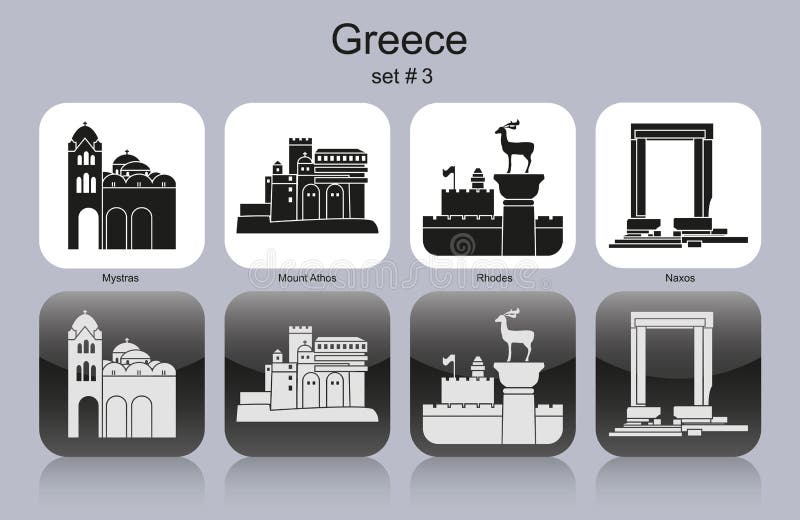 Icons of Greece stock vector. Illustration of text, monochrome - 37473801
