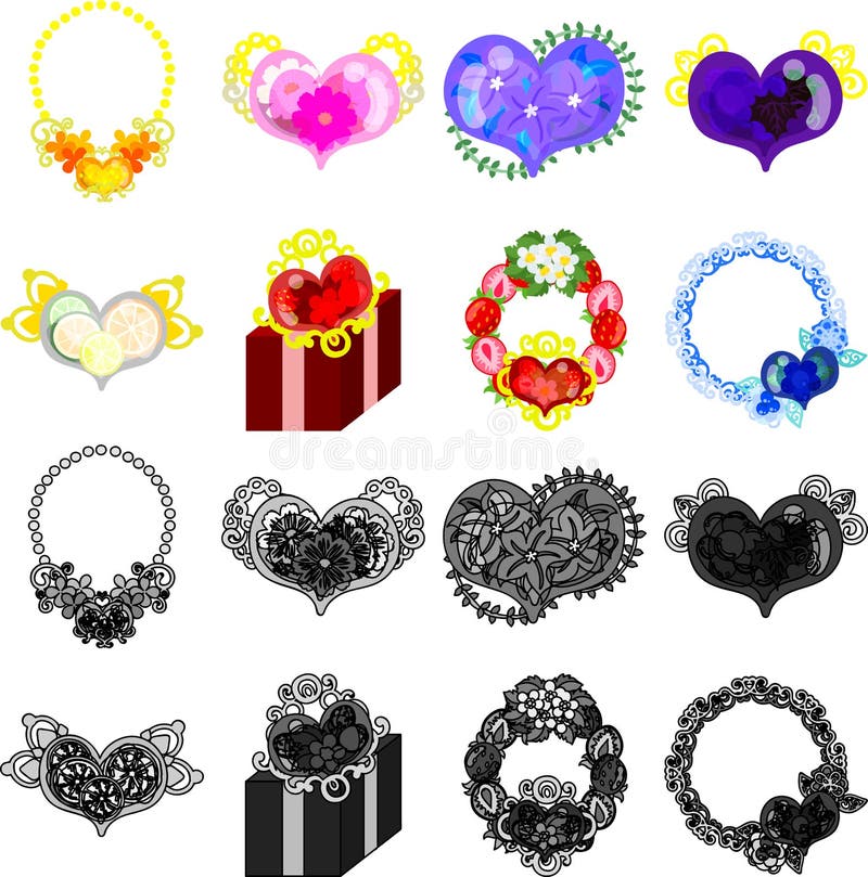The icons of heart objects stock vector. Illustration of flash - 82270231