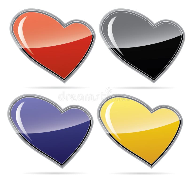 Icons of Hearts in Different Colors. Stock Illustration - Illustration ...