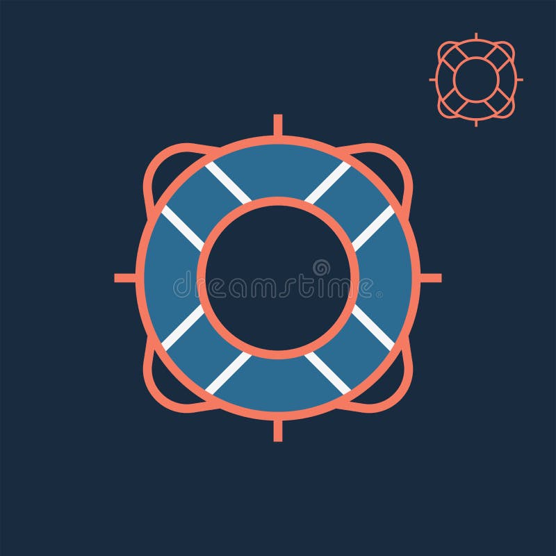 Flotation Ring Sign and Safety Ring Icon in Vector Line Style with ...