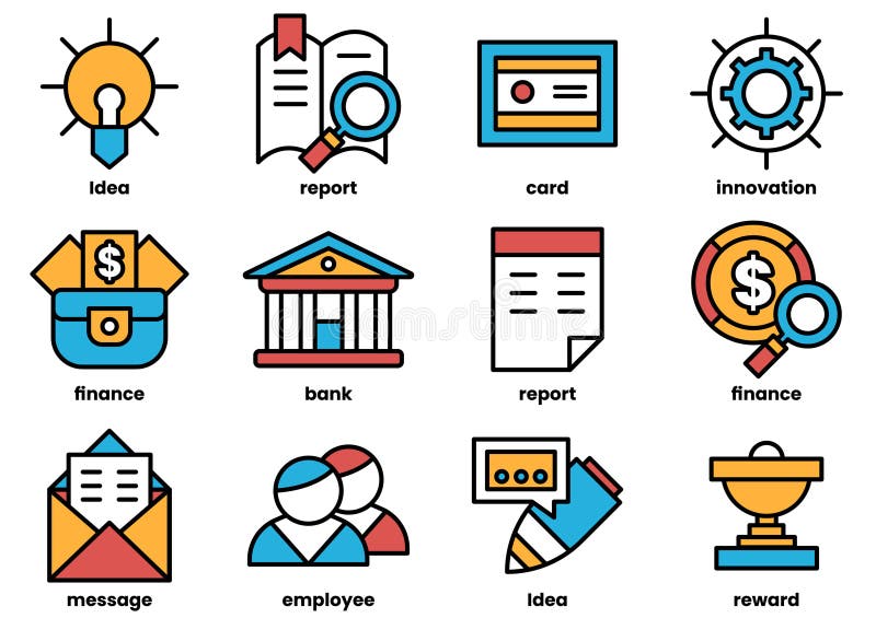 The Icons Include a Bank, a Wallet, a Book, a Pen, a Clock, a Dollar ...