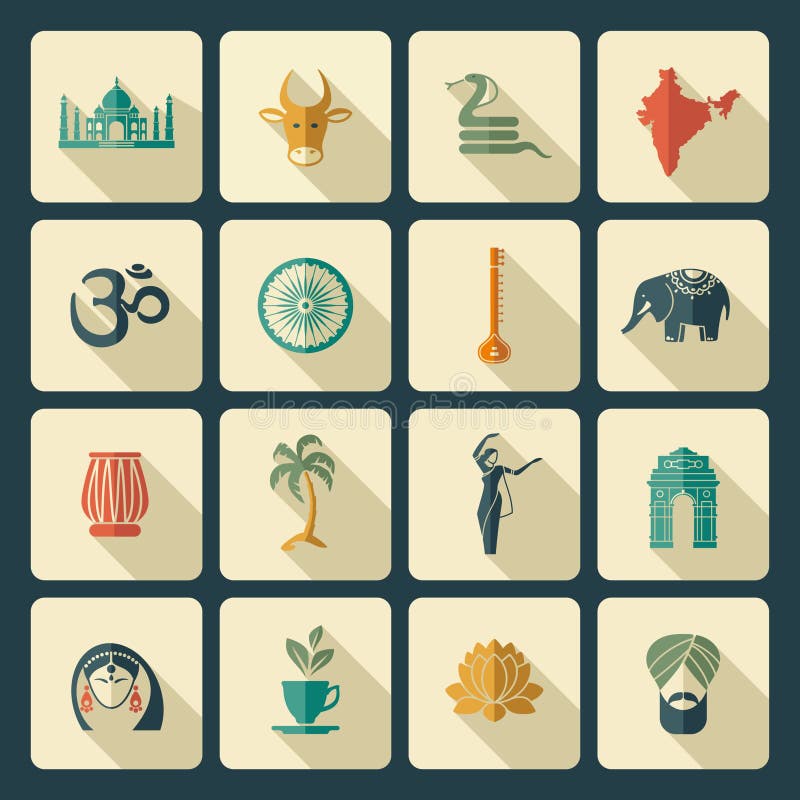 Icons of India stock vector. Illustration of arch, indian - 41791949