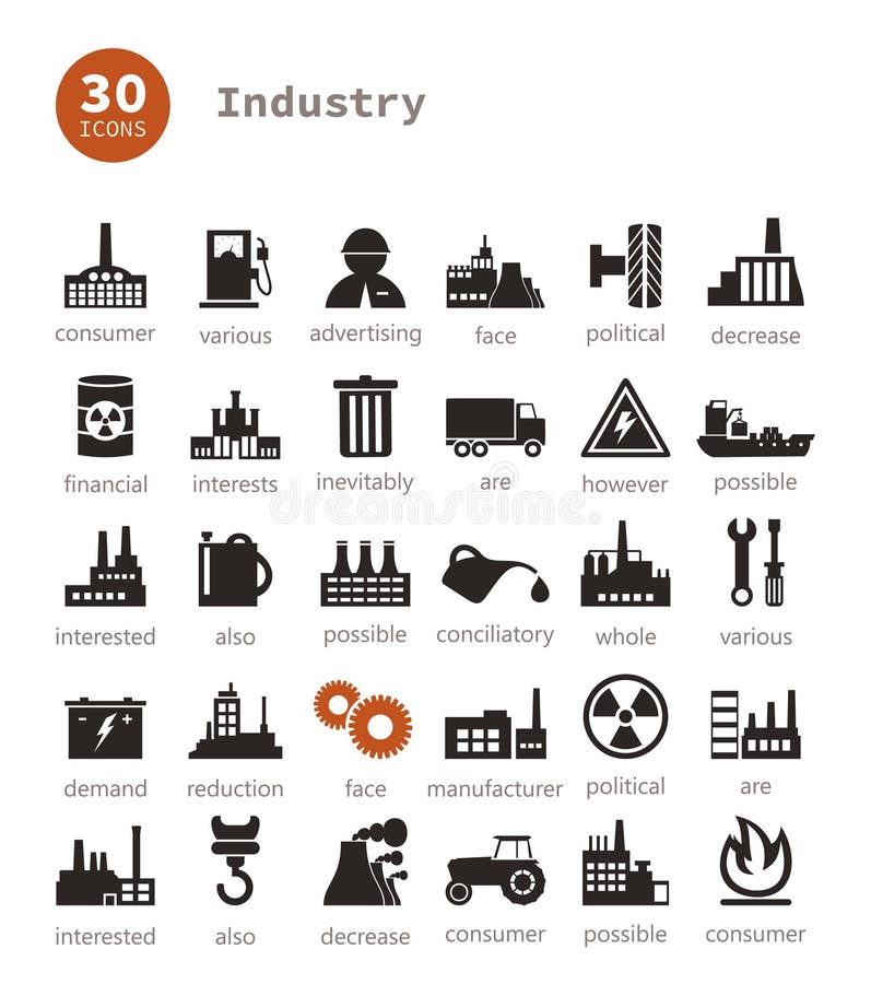 Iconos industriales ilustración del vector. Ilustración de industria ...