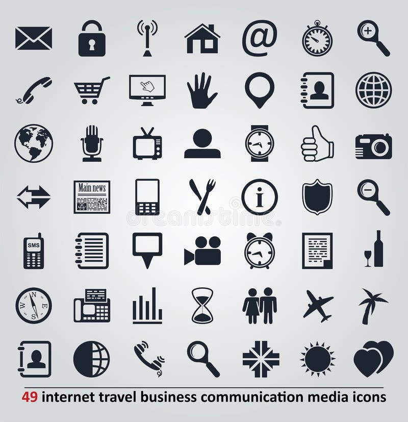 Vector Icons for Internet, Travel, Communication a Stock Vector ...