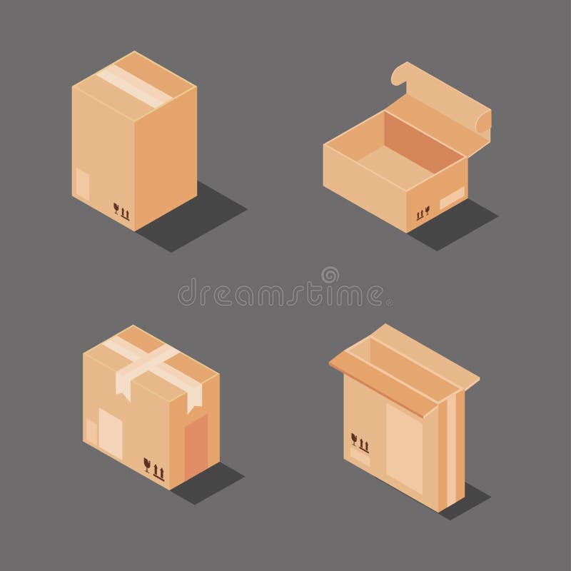 Set of isometric 3d boxes stock vector. Illustration of hold - 90011911