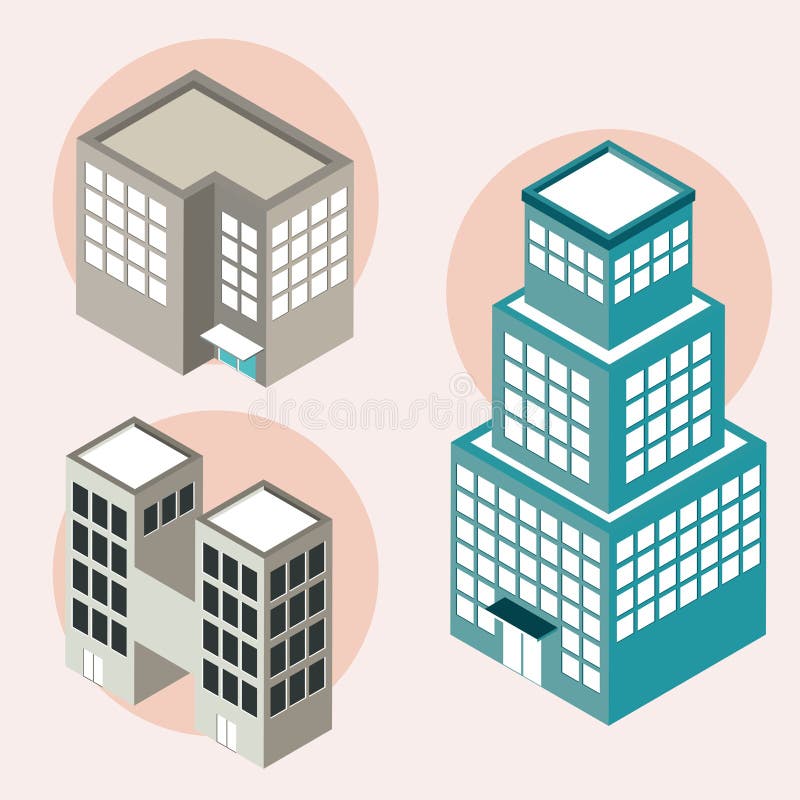 Urban Architecture Isometric Icons Stock Vector - Illustration of ...