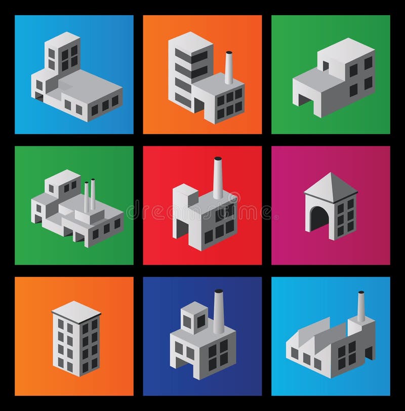 Icons Isometric city stock vector. Illustration of town - 68681542