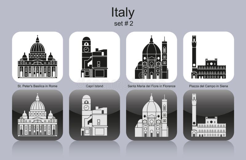 Icons of Italy stock vector. Illustration of campo, museum - 37473803