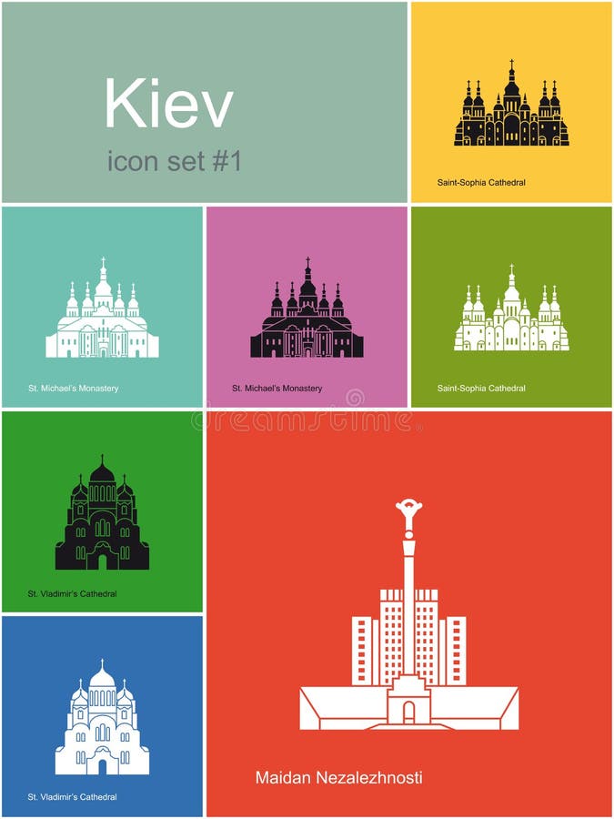 Icons of Kiev stock vector. Illustration of kyiv, andriyivsky - 40873108