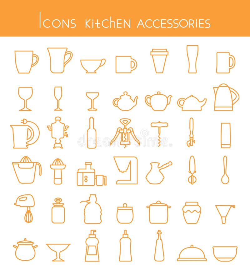 Icons kitchen accessories stock vector. Illustration of spoon - 78888018