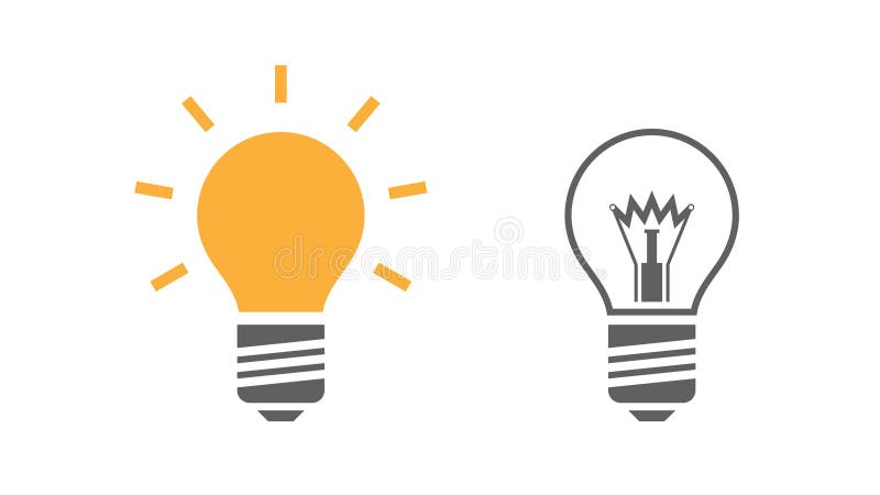 Icons of a Light Bulb, on and Off, Flat Vector Illustration Stock ...