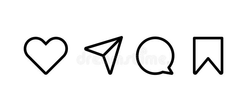 Icons Like Comment, Share, Save, Like Media Button. Outline Icon Heart ...