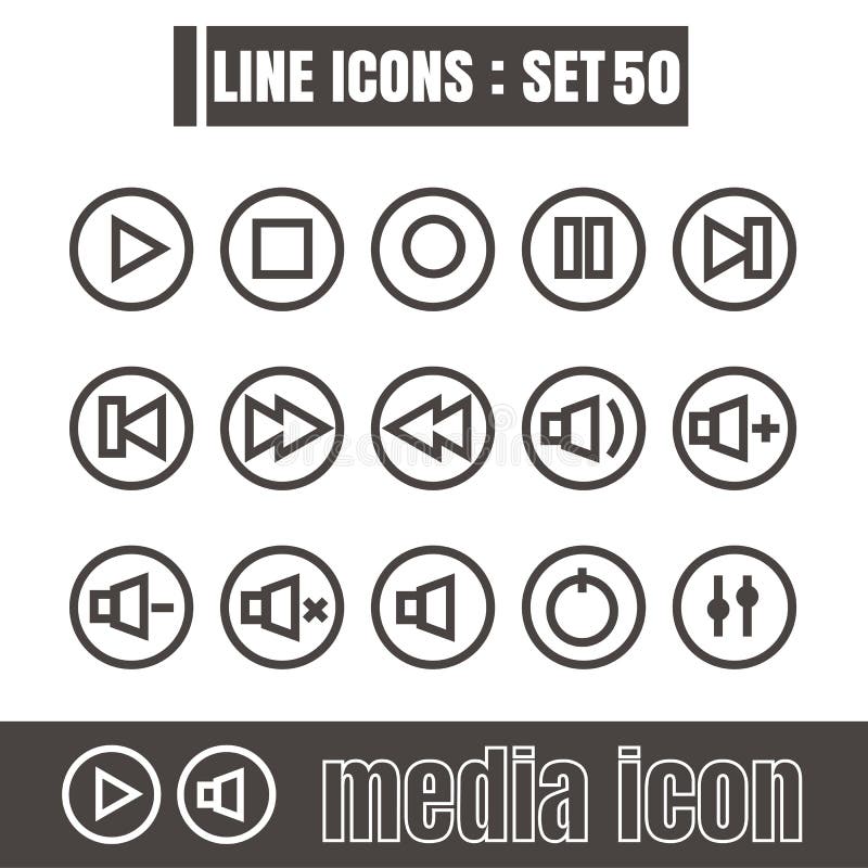 Icons Line Media Modern Design Black Vector on White Background Stock ...