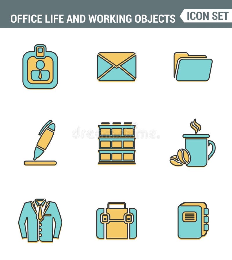 Icons Line Set Premium Quality of Business Items, Office Tools, Working ...