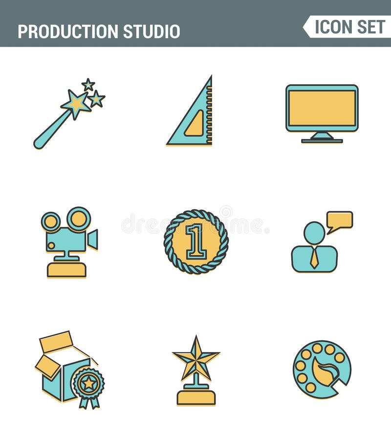 Icons Line Set Premium Quality of Content Production Studio, Solution ...