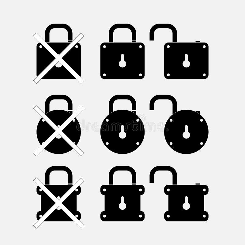 Icons Locks, Security Control Stock Illustration - Illustration of ...