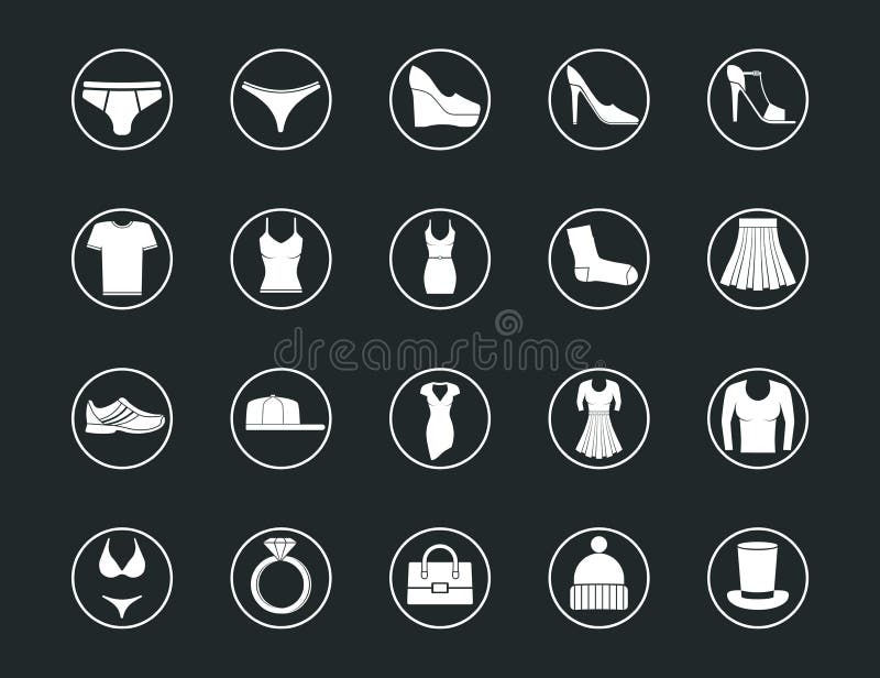 Icons Logo Clothes Set for Web and Mobile Stock Vector - Illustration ...