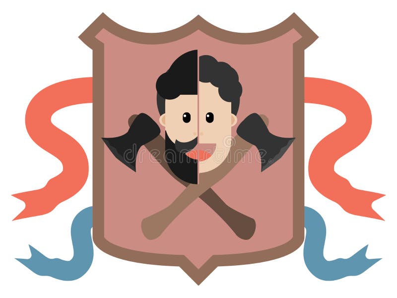 Icons with a Man with a Beard and No Beard on the Background Stock ...