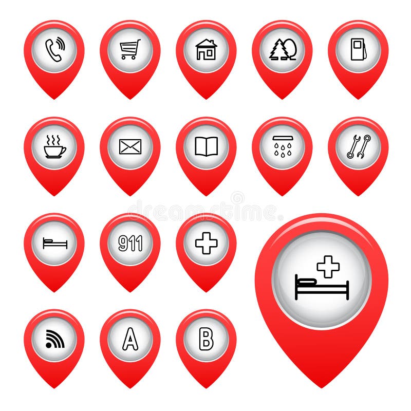 Icons on the Map Arrow. Vector Illustration. Stock Vector ...