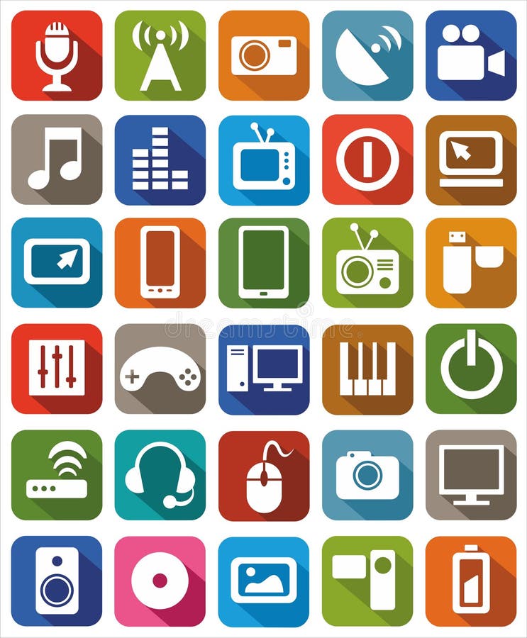 Icons media color stock vector. Illustration of color - 49977264