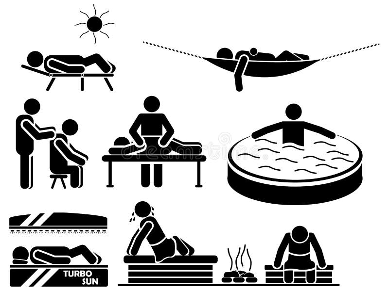 Icons of Men in Black Theme Relaxation Stock Illustration ...