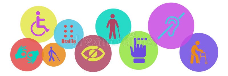 Icons of Mental, Physical, Sensory, Intellectual Disabilities. Set of ...