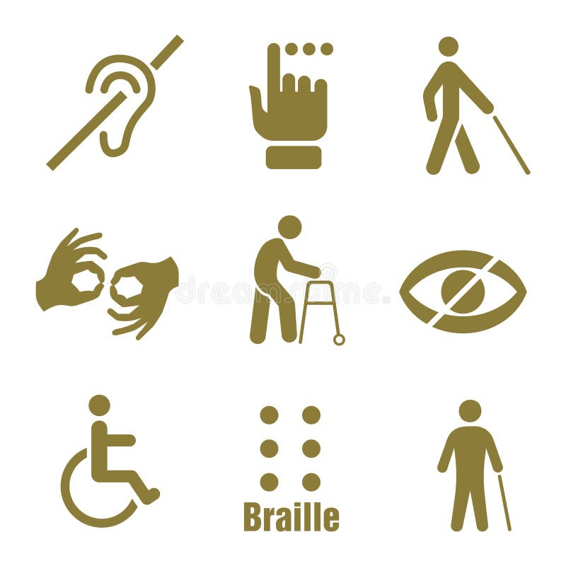 Mental, Physical, Sensory, Intellectual Disability Icons. Disability ...