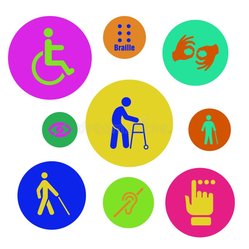 Icons of Mental, Physical, Sensory, Intellectual Limitations. Set of ...