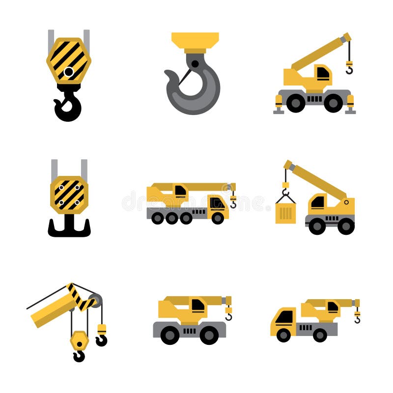 Set Icons of Lifting Equipment Stock Vector - Illustration of loader ...
