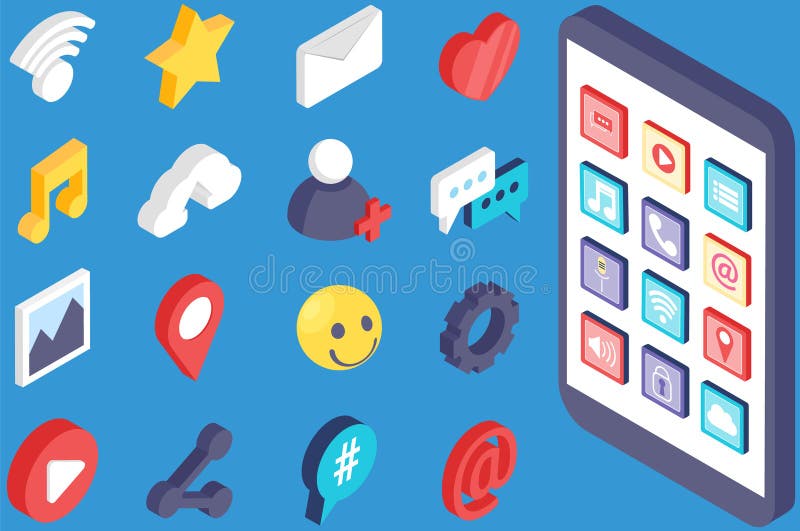 Internet Functions Round Colorful Linear Icons Set Stock Vector ...