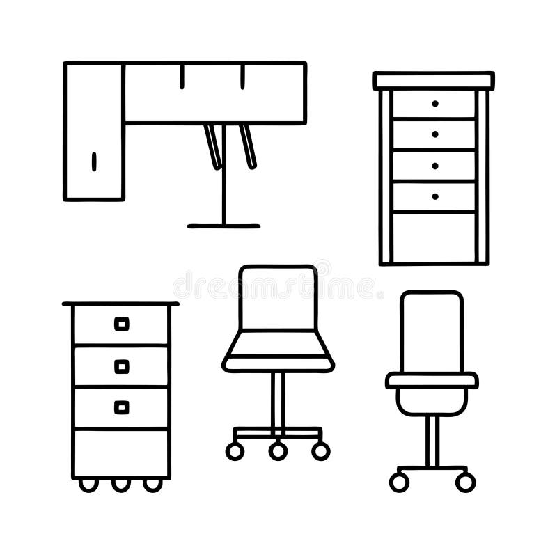 Icons for Modular Workspace Furniture Stock Vector - Illustration of ...
