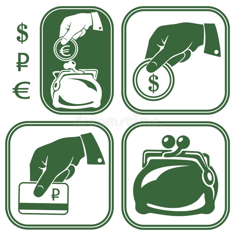 Icons Money Wallet Coins Vector Illustration Stock Vector ...