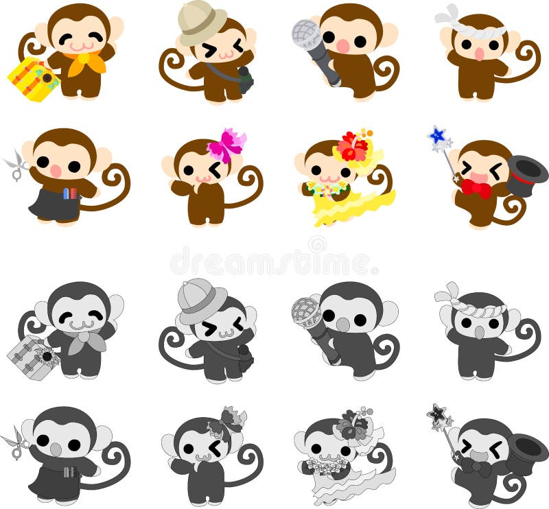 Icons of monkeys stock vector. Illustration of style - 73111807