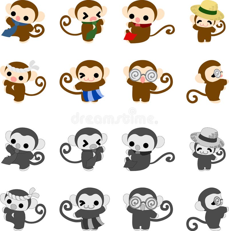 Icons of monkeys stock vector. Illustration of creative - 73111817