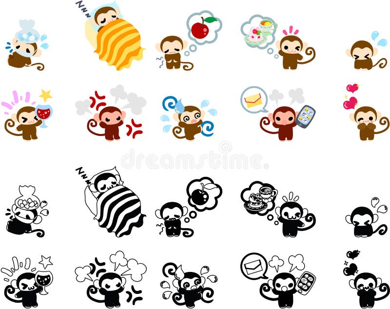 Icons of monkeys part 3 stock vector. Illustration of animal - 62076006