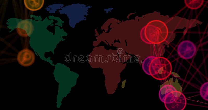 Icons and Networks of Connections Over World Map Stock Footage - Video ...