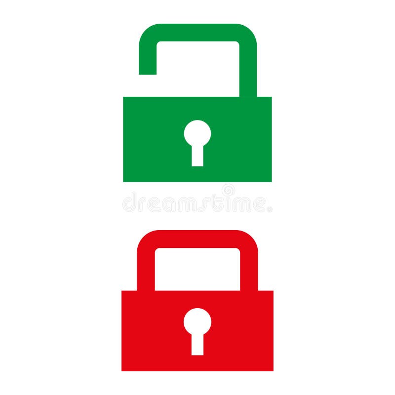 Icons of Open and Closed Padlock. Green and Red Stock Vector ...
